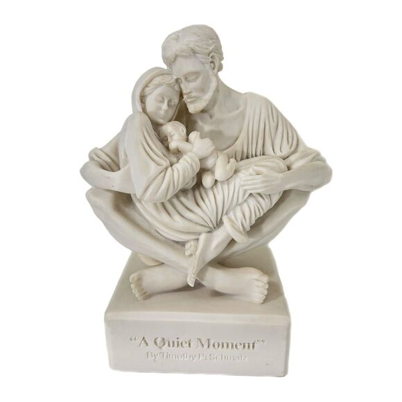 Holiday | A Quiet Moment Holy Family White Resin Stone Statue By ...